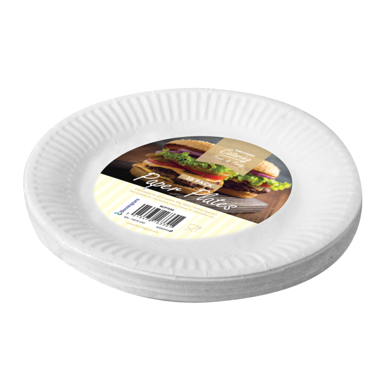 30 Pack Of 7 Inch White Paper Disposable Plates | Bonningtons