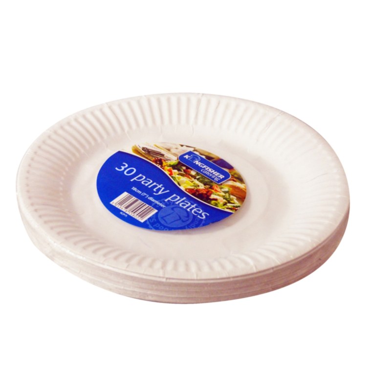 30 Pack Of 7 Inch White Paper Disposable Plates | Bonningtons